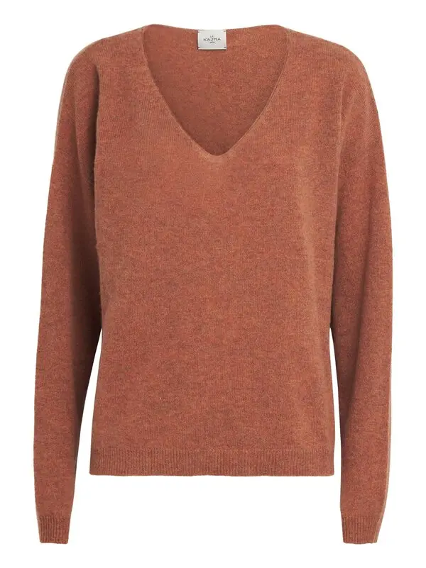 Le Kasha Organic Cotton V-neck Sweater - Orange