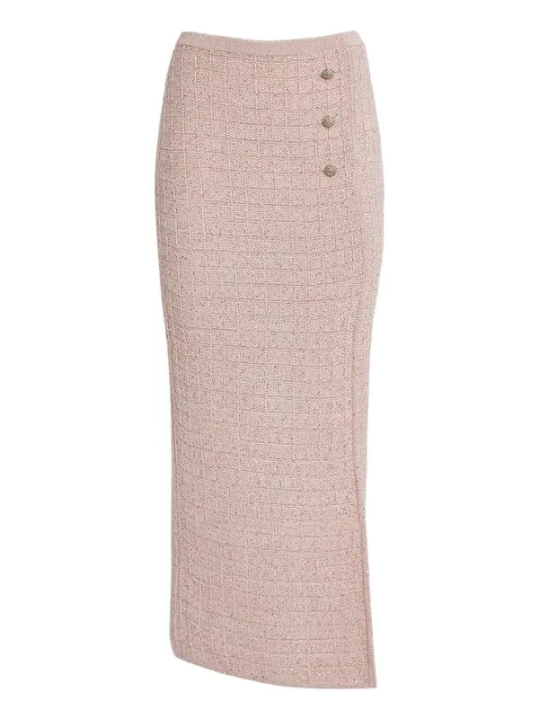 Alessandra Rich Knitted Sequin Embellished Midi Skirt - Pink