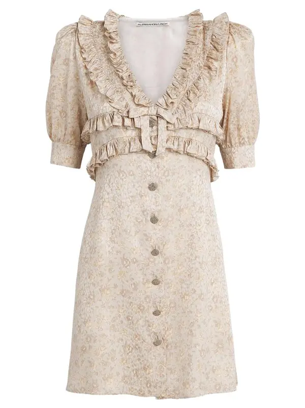 Alessandra Rich Silk Jacquard Mini Dress - Ivory