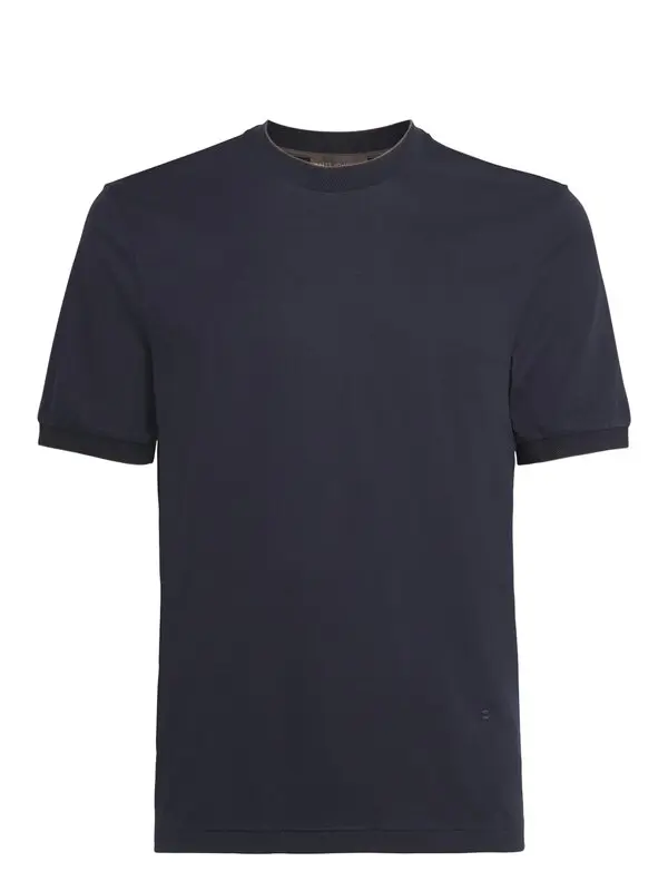 BRETT JOHNSON Cotton-silk T-shirt - Navy