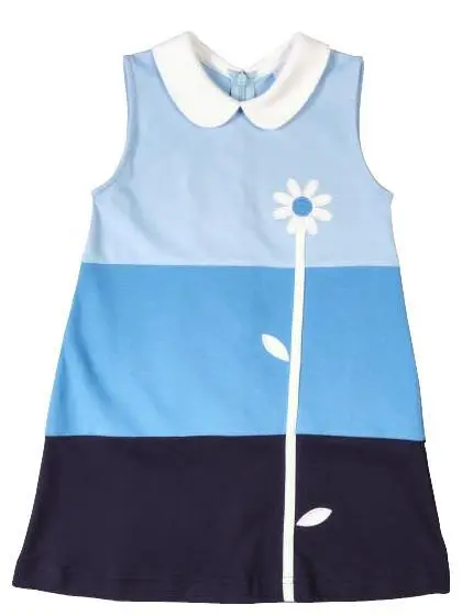 FLORENCE EISEMAN Colorblock Knit Dress With Flower Appliqu - Blue