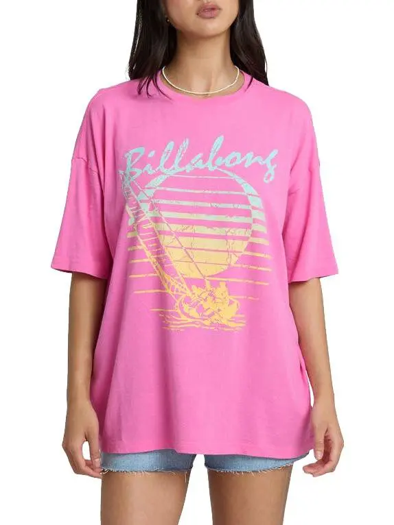 BILLABONG Every High Tide Oversize Cotton Graphic T-shirt - Guava
