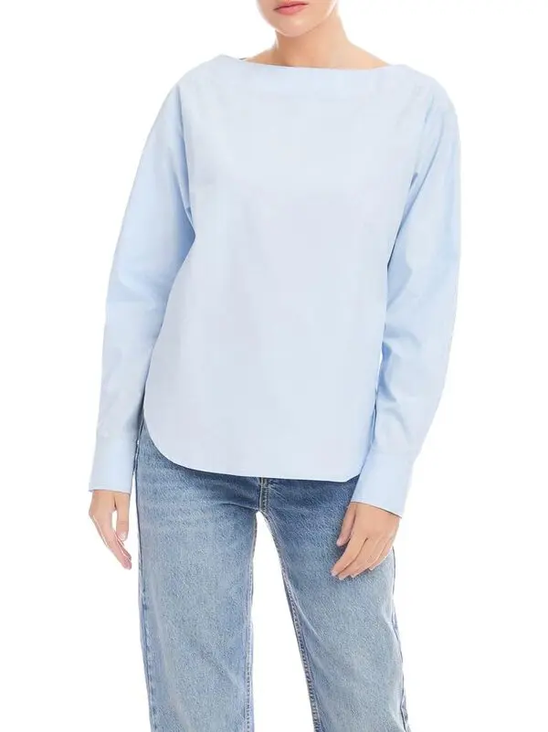 Fifteen Twenty Elyse Boat Neck Cotton Top - Light Blue