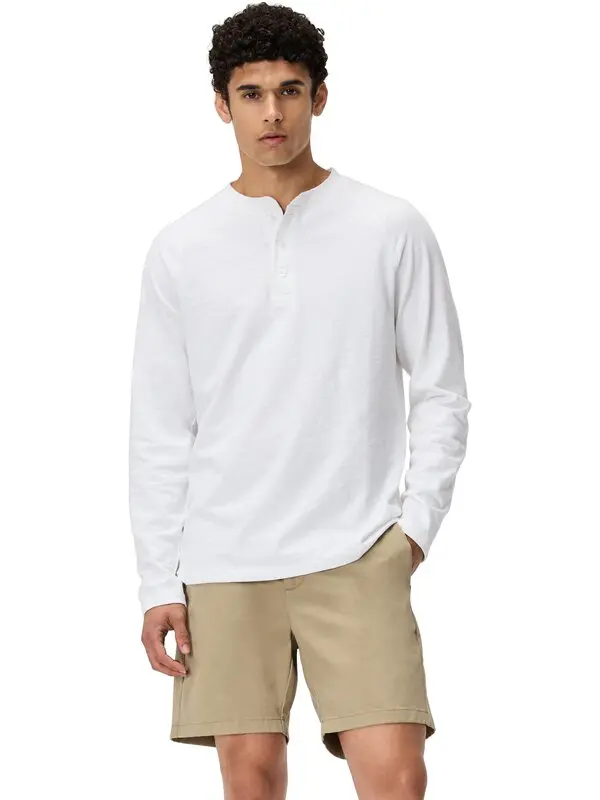 Quince Slub Long Sleeve Henley - Classic White
