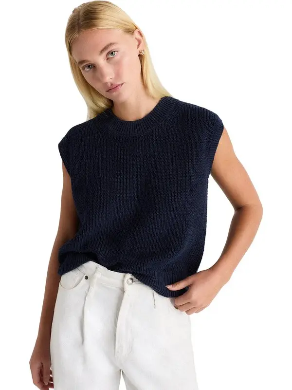 Quince Cotton Linen Sweater Tank Top - Deep Navy