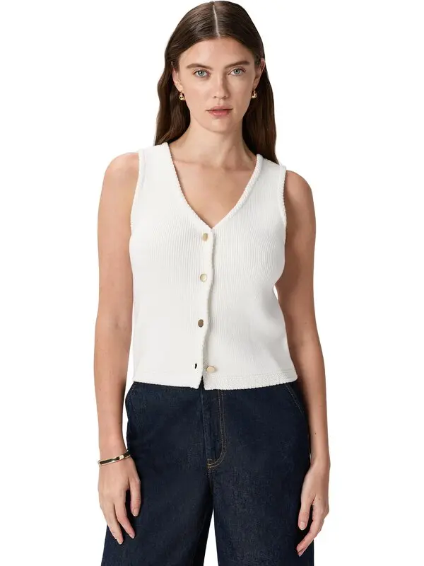 Quince V-neck Button-detailed Sweater Vest - Ivory