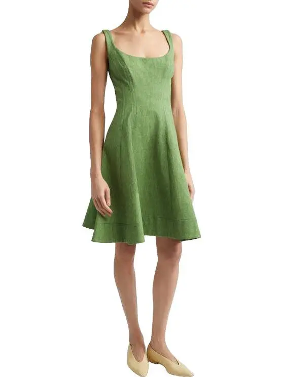 Lela Rose Stretch Denim Princess Seam Dress - Cactus