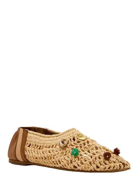Steve Madden Meela Charm Raffia Flat - Natural Raffia
