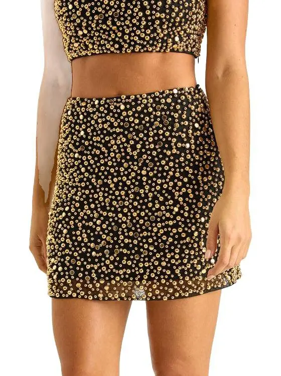 Nasty Gal Stud Embellished Mini Skirt - Gold