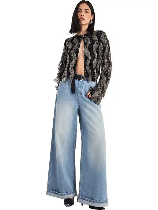 Nasty Gal Embellished Tassel Jacket - Black
