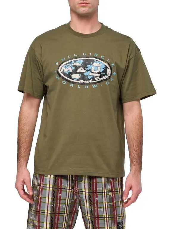MAUI & SONS Full Circle Cotton Graphic T-shirt - Olive