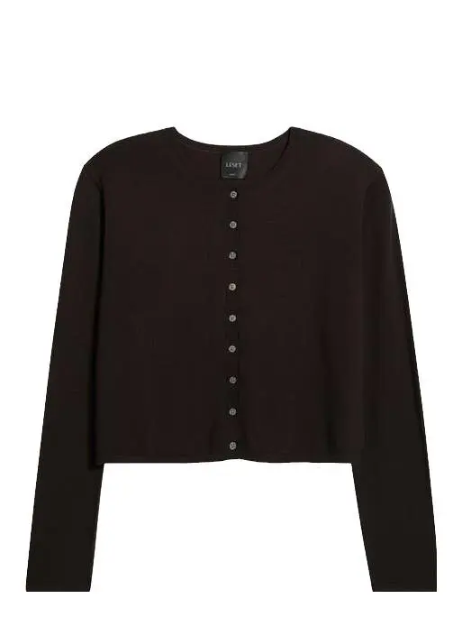 LESET James Merino Wool Crewneck Cardigan - Chocolate