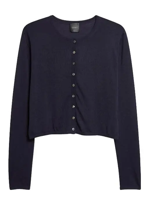 LESET James Merino Wool Crewneck Cardigan - Midnight
