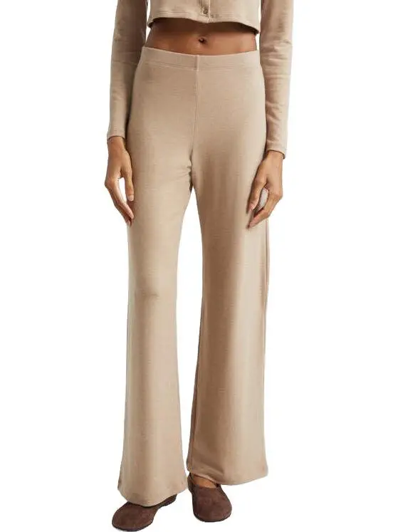 LESET Lauren Wide-leg Knit Pants - Sable