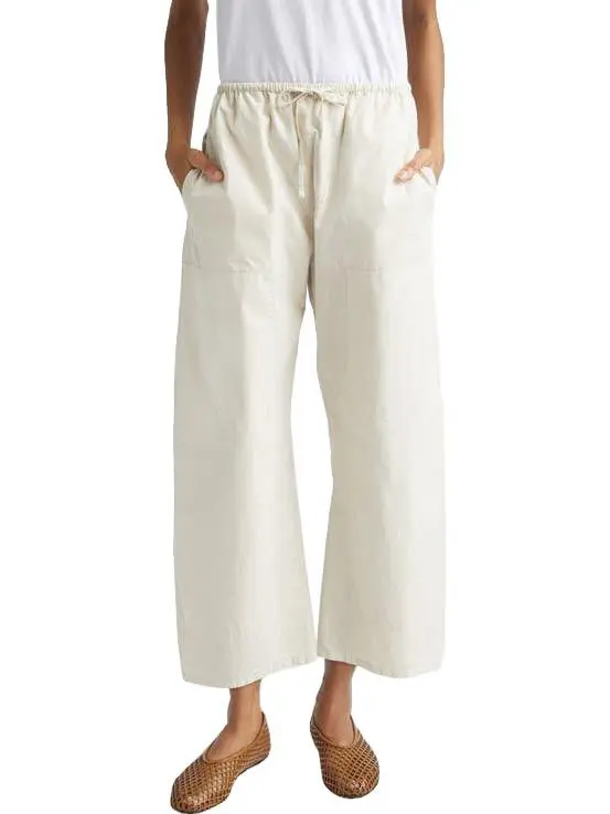 LESET Kyoto Cotton Drawstring Utility Crop Pants - Chalk