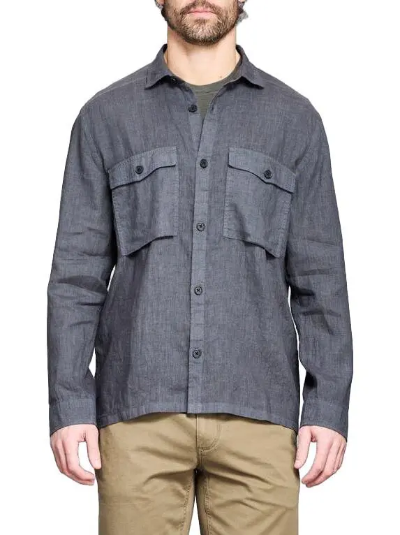Billy Reid Linen Carpenter Overshirt - Asphalt