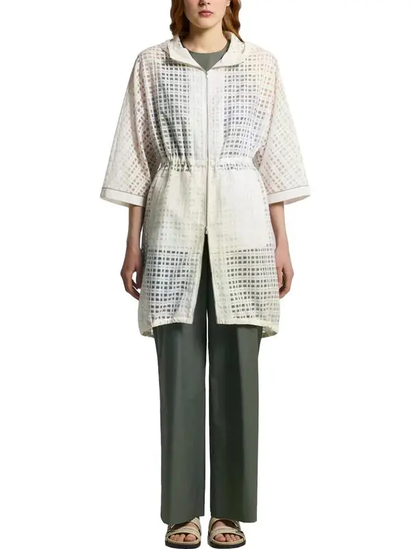 Peserico Hooded Grid Coat - Neutrals