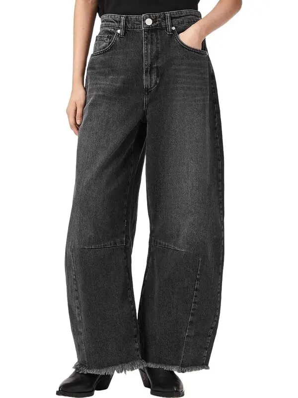 ALLSAINTS Payton Barrel Leg Jeans - Washed Black