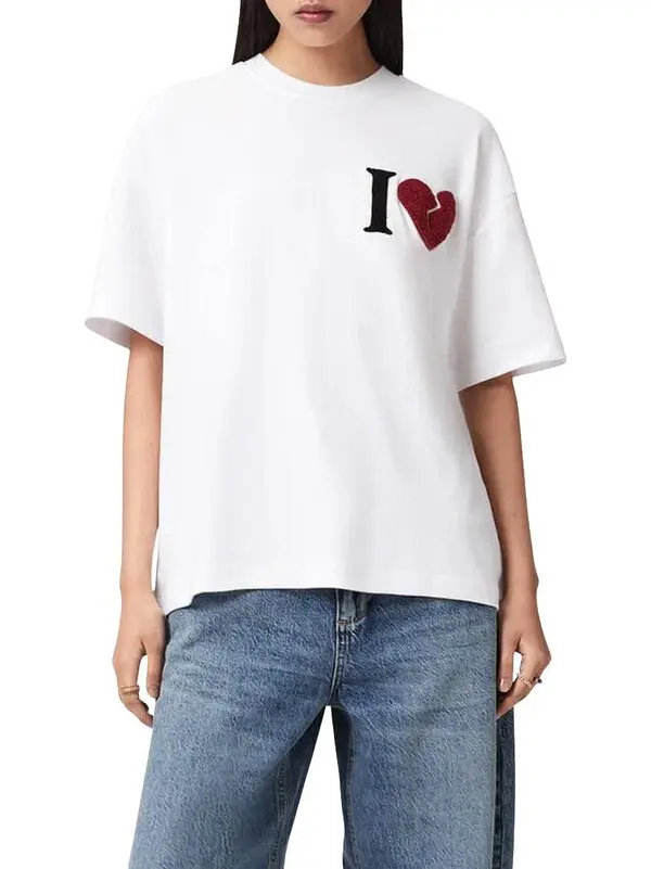 ALLSAINTS Heart Etta Appliqué T-shirt - Optic White