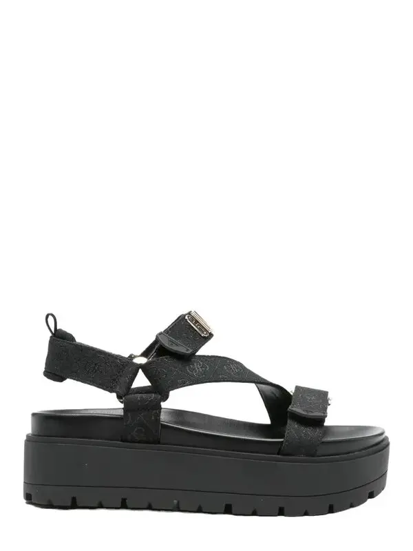 Guess Logo-lettering Platform Sandals - Black
