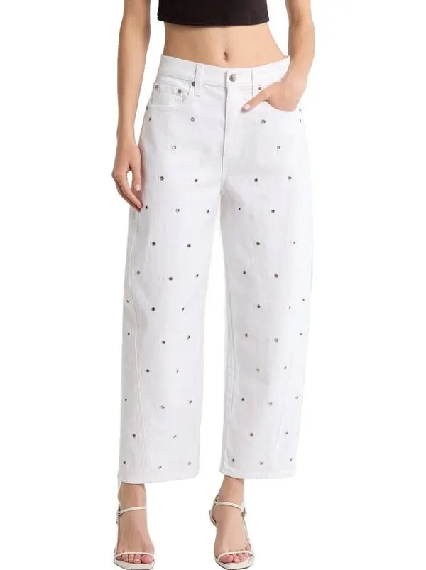 DAZE Westward Grommet-embellished High-waist Barrel Leg Jeans - Lamb