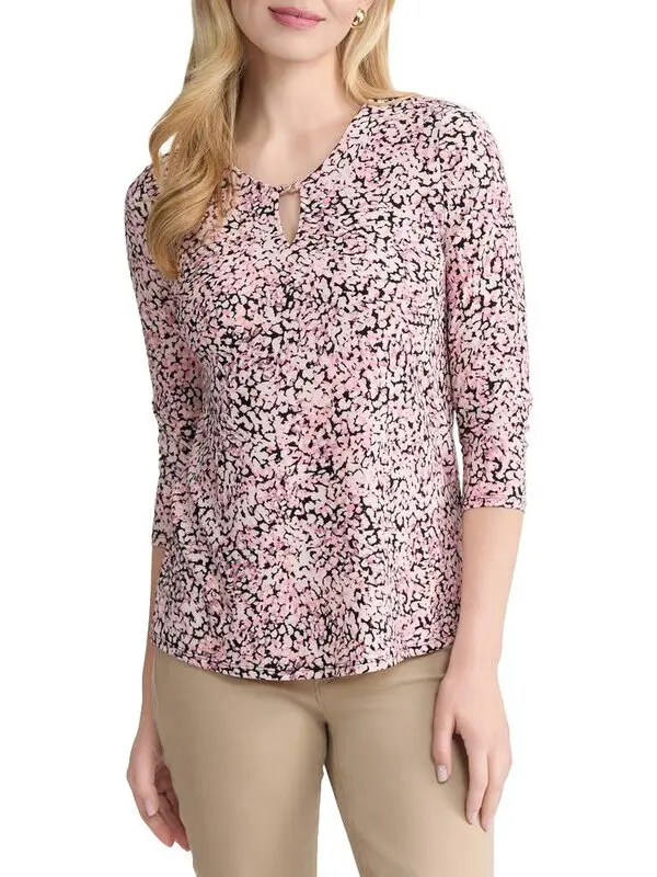 Jones New York Printed Stretch Knit Top - Petal Pink Multi