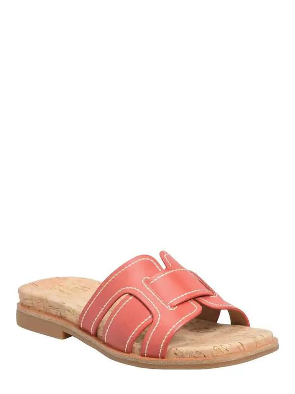 SOFFT Rachel Leather Slide Sandal - Red Coral