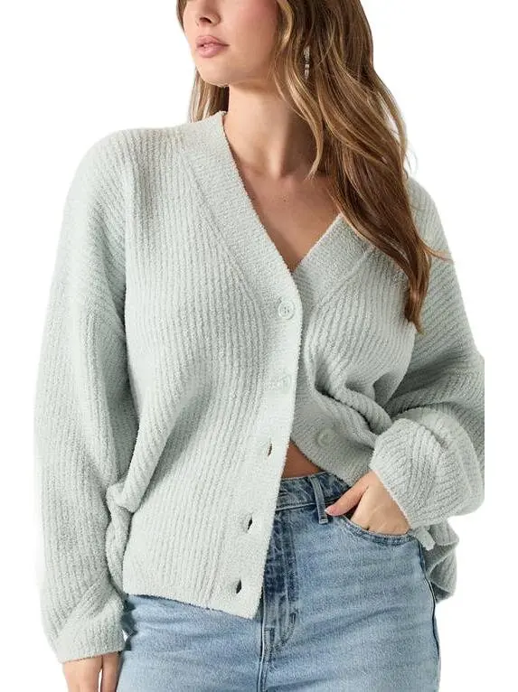 Guess Lana Oversize Rib Cardigan - Light Blue