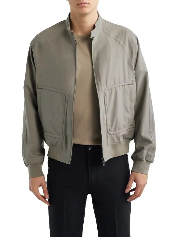 Emporio Armani Virgin Wool Zip Bomber Jacket - Grey