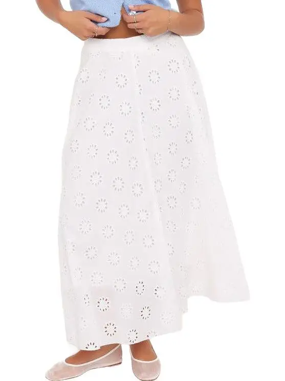 PETAL & PUP Varia Eyelet Cotton Maxi Skirt - White