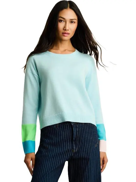 Lisa Todd Block Party Cotton Sweater - Aqua