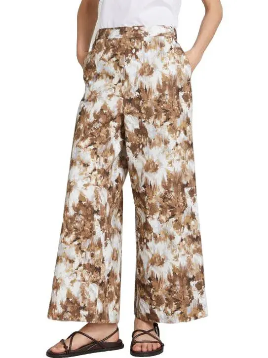 MM BY MAX MARA Pelota Floral Wide Leg Cotton Pants - Sky Blue/brown