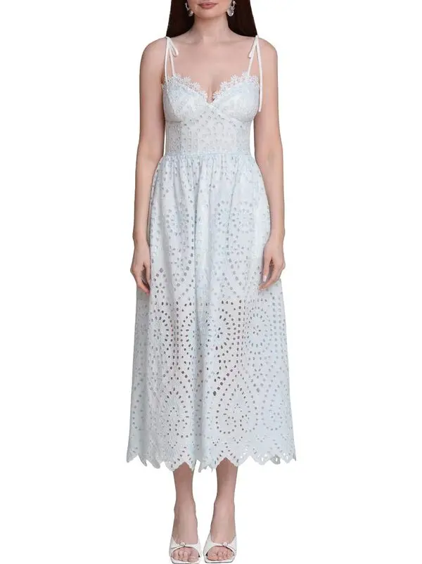 Avec Les Filles Broderie Anglaise Cotton Midi Dress - White