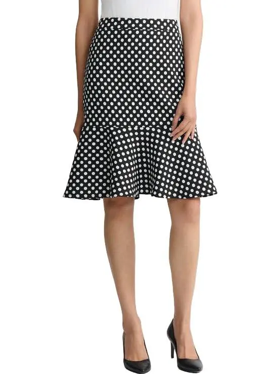KASPER Flounce Hem Pencil Skirt - Black/lily White