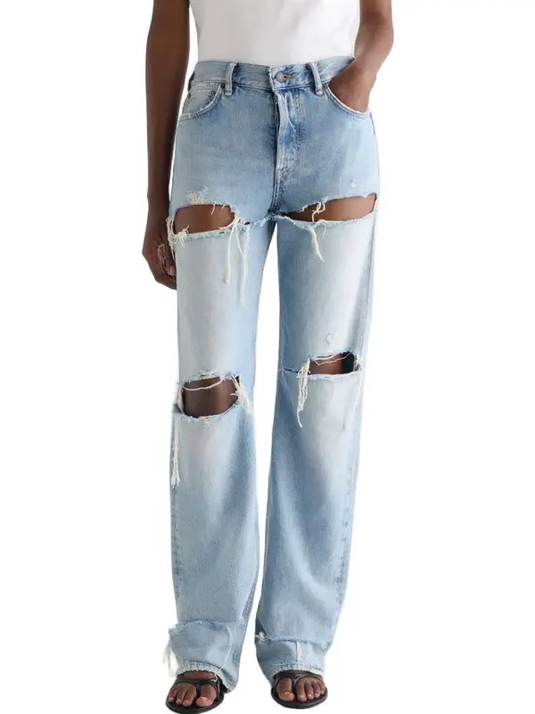 Acne Studios 2010 Distressed Straight-leg Jeans - Light Blue