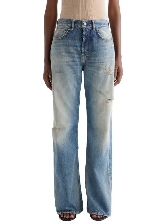 Acne Studios 2021 Daybreak Distressed Wide-leg Jeans - Mid Blue