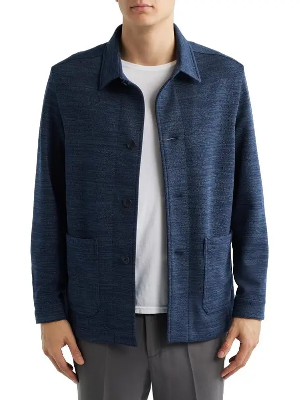 BOSS Carper Knit Shirt Jacket - Dark Blue