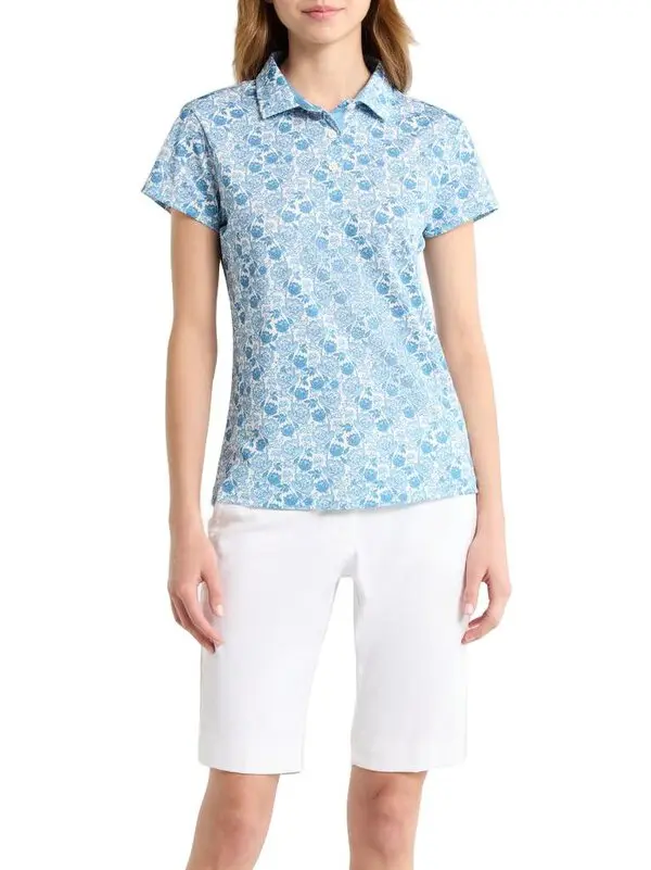 SWANNIES Melissa Print Golf Polo - Blue Shadow