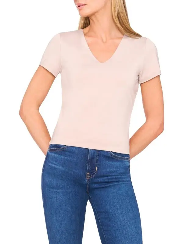 Halogen V-neck Compression T-shirt - Taupe
