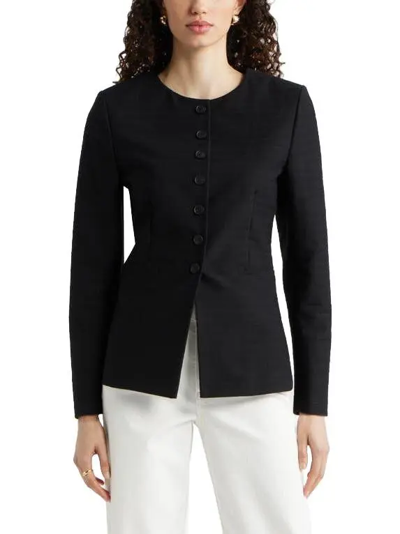 Nordstrom Collarless Textured Jacket - Black