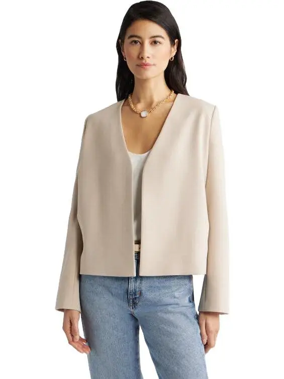 Nordstrom Collarless Open-front Blazer - Beige Humus