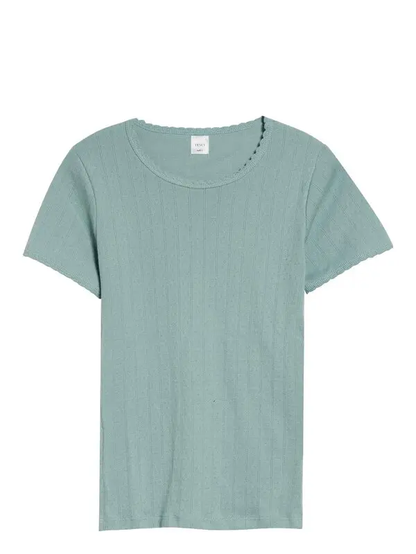 LESET Cotton Pointelle Slim Fit T-shirt - Eucalyptus