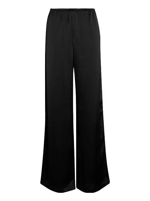 LESET Barb Wide Leg Satin Pants - Black