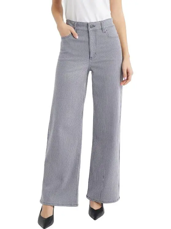 FRAME Le Slim Palazzo High-waist Wide-leg Jeans - Navy Stripe