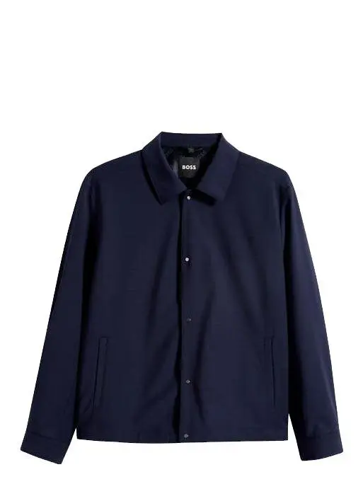 BOSS Carper Virgin Wool Blend Shirt Jacket - Dark Blue