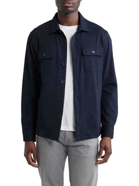 Robert Barakett Abram Rib Knit Overshirt - Navy
