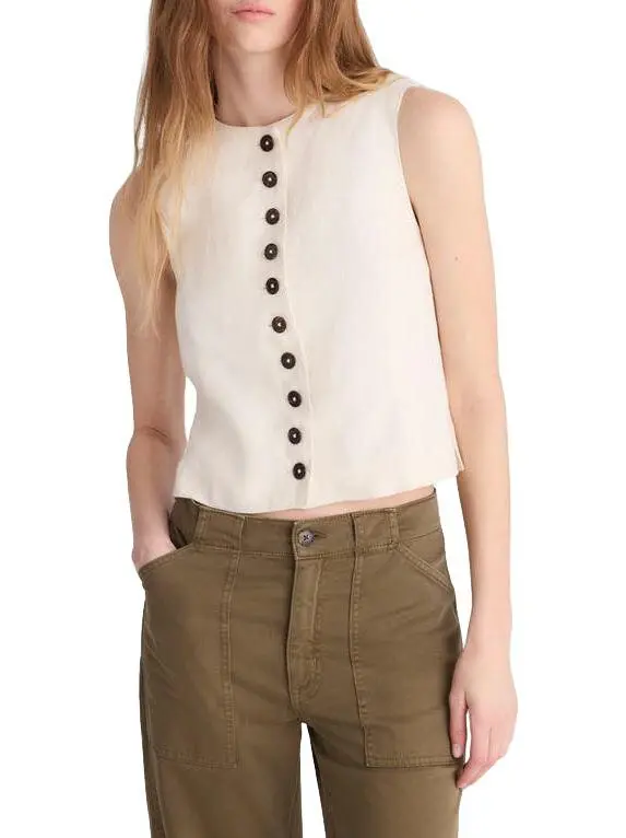 Madewell Button-front Linen Shell Top - Ivory Linen