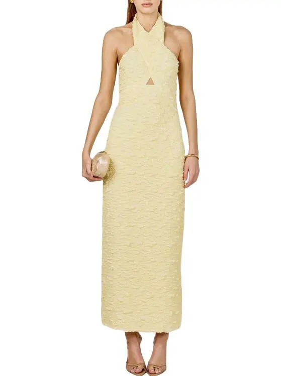 Endless Rose Crossover Neck Halter Dress - Butter Yellow