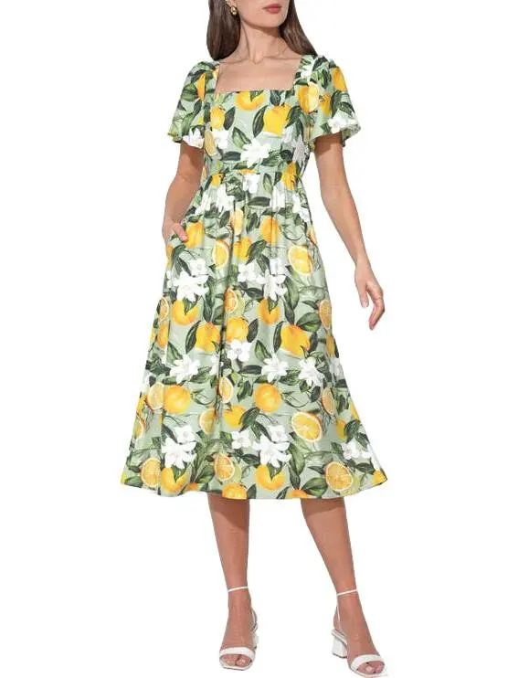 Adelyn Rae Kailany Fit-and-flare Midi Dress - Citron Lemon