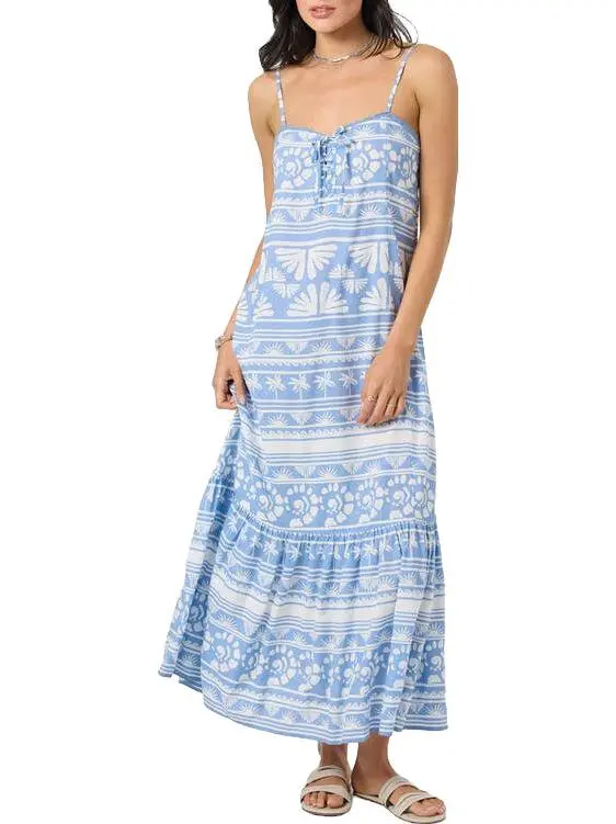 O'Neill Tasmin Abstract Print Maxi Dress - Azurine